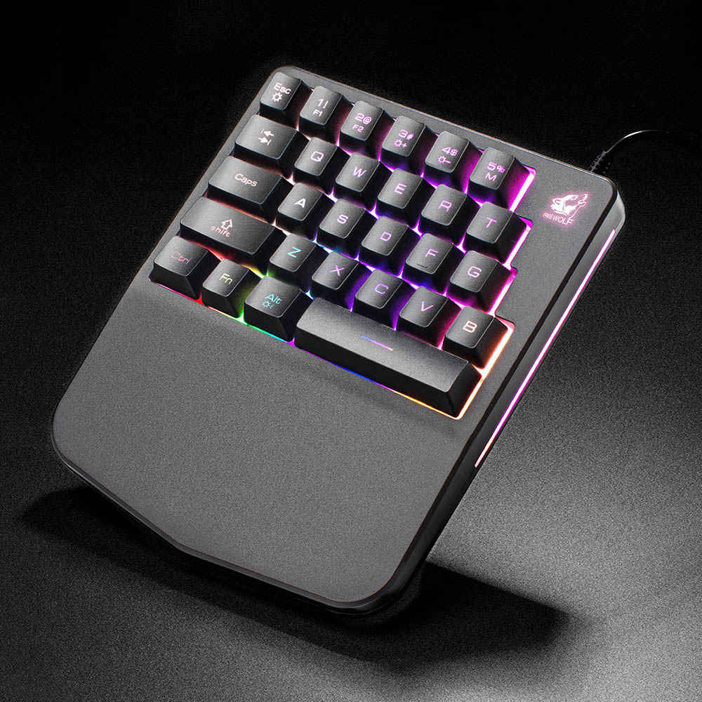 Free Wolf K11 Wired One-hand Membrane Gaming Keyboard Black