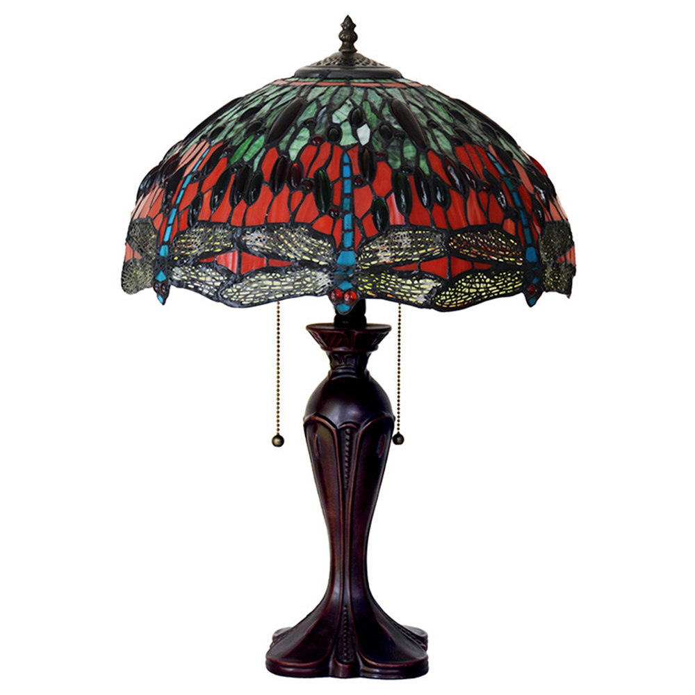 FUMAT Tiffany Style Dragonfly Glass Table Lamp