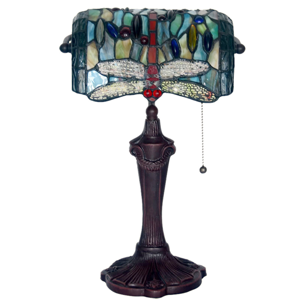 FUMAT Tiffany Style Dragonfly Bank Light Table Lamp