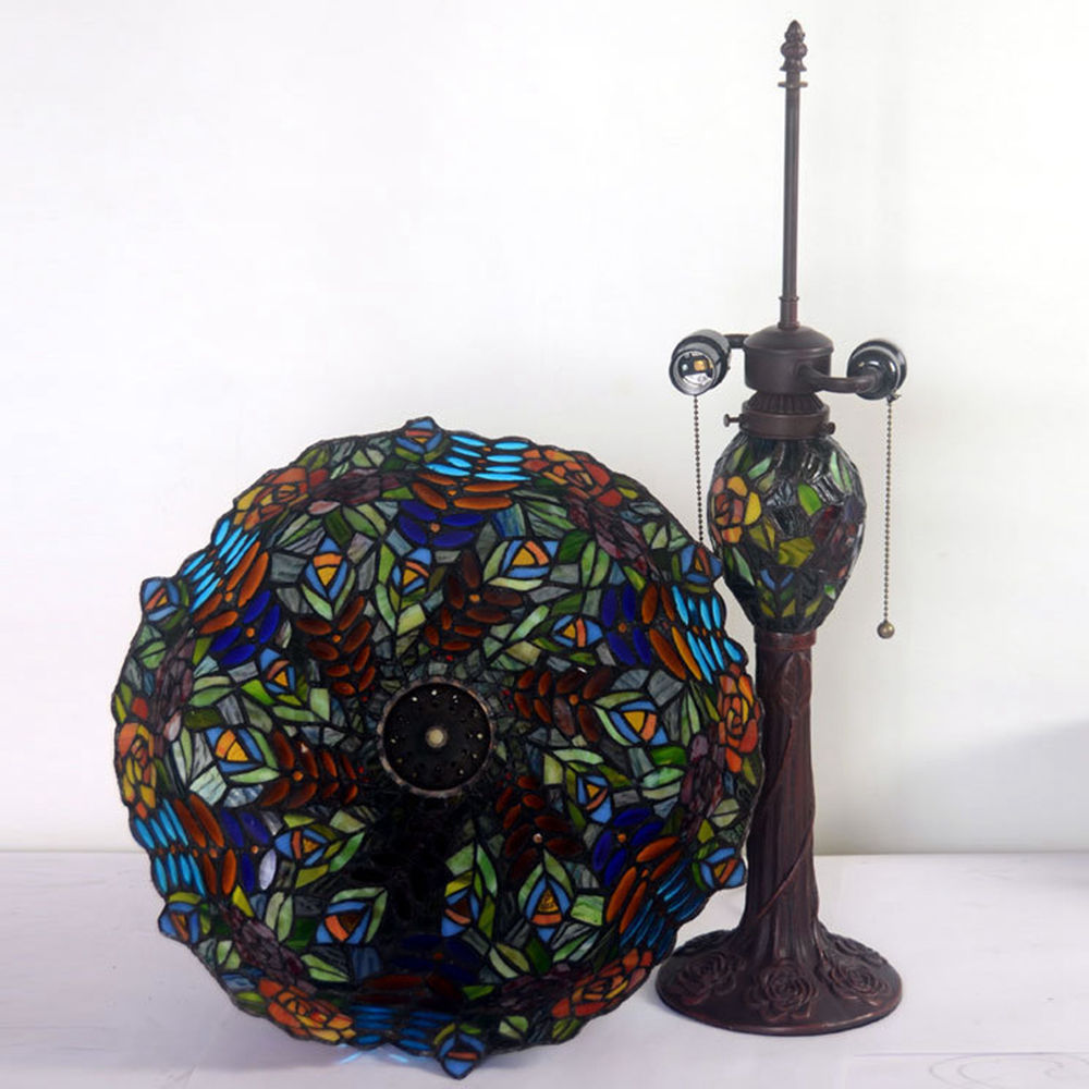 FUMAT Tiffany Style Grape Rose Table Lamp 918 PCS Glass