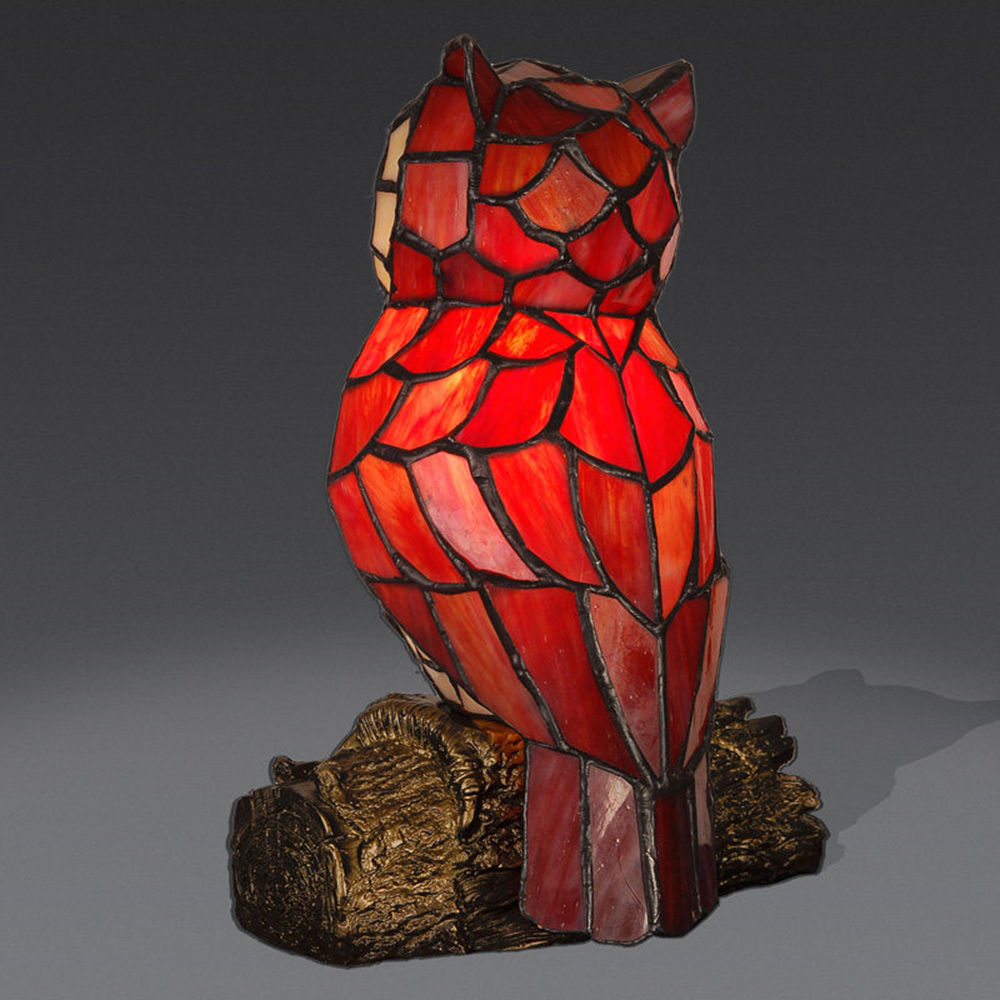 FUMAT Tiffany Style Creative Owl Table Lamp