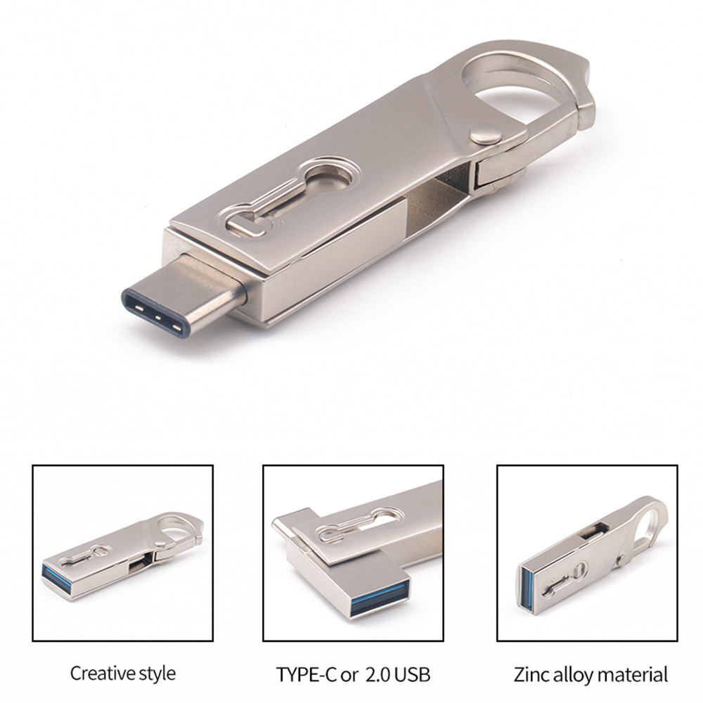 CW10215 USB Flash Drive 64GB USB3.0 And Type-C Interface Silver