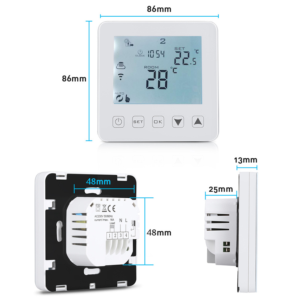 Geekbes LCD Temperature Controller for Gas Boiler White