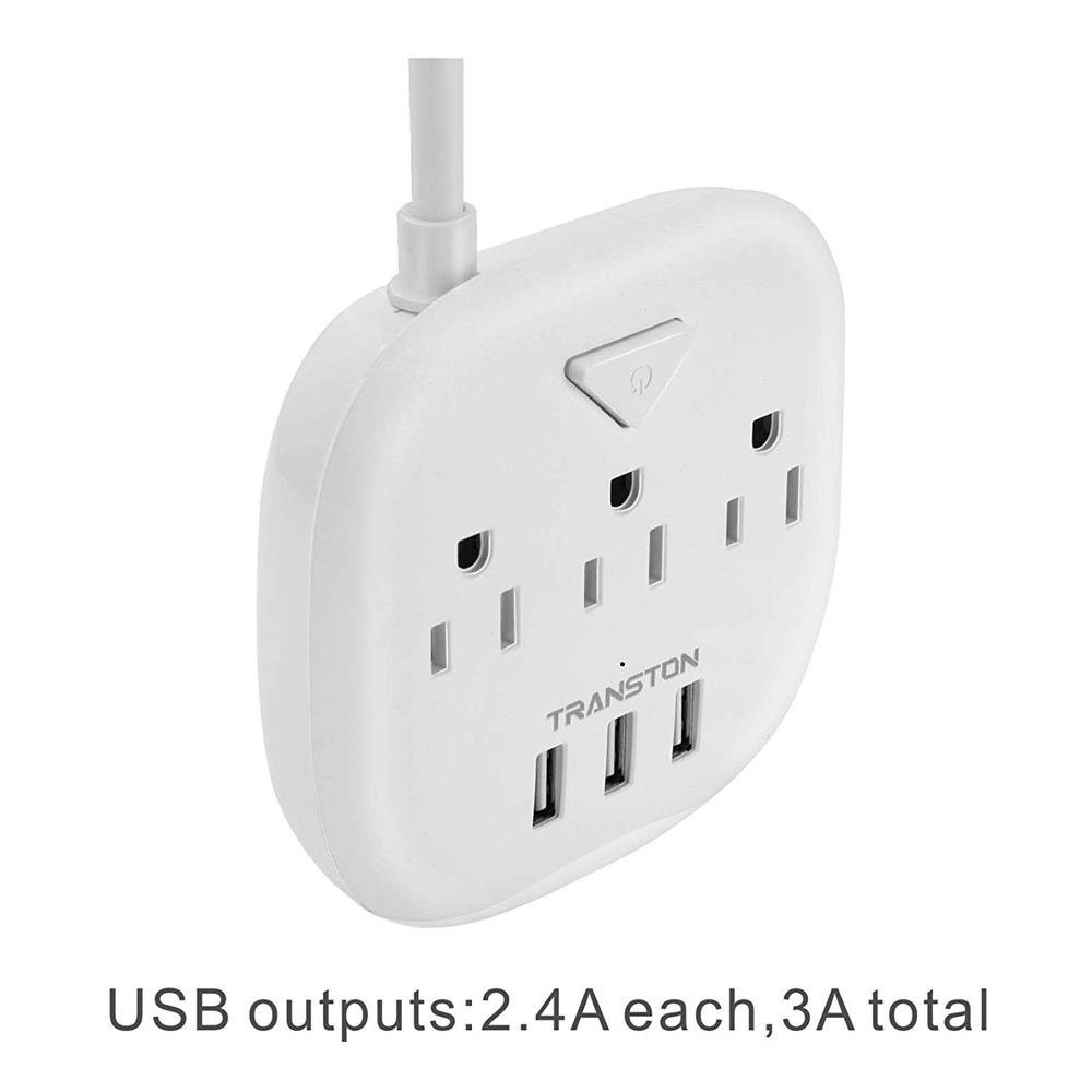 TRANSTON Power Strip with 3 USB and 3 Outlet White