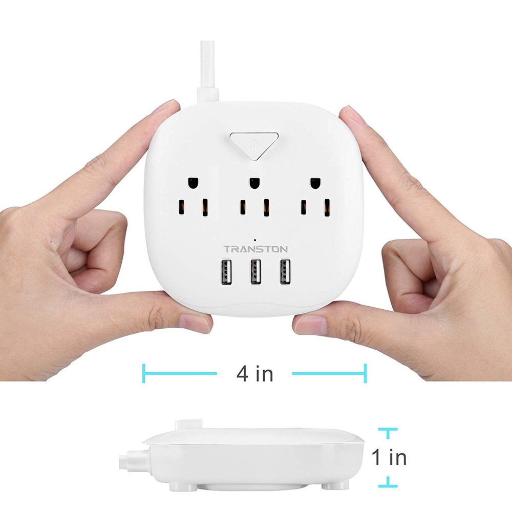 TRANSTON Power Strip with 3 USB and 3 Outlet White