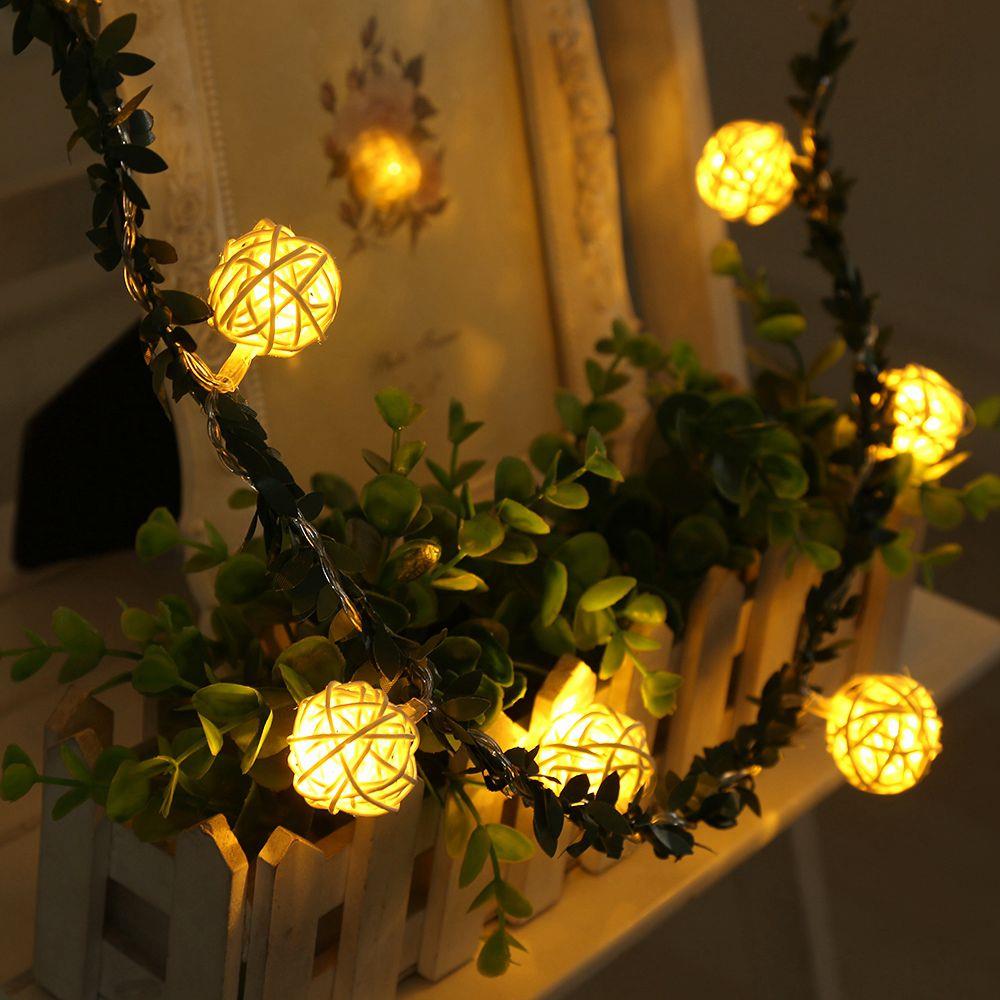 20PCS Rattan LED Bulbs String Floral Lights Warm White