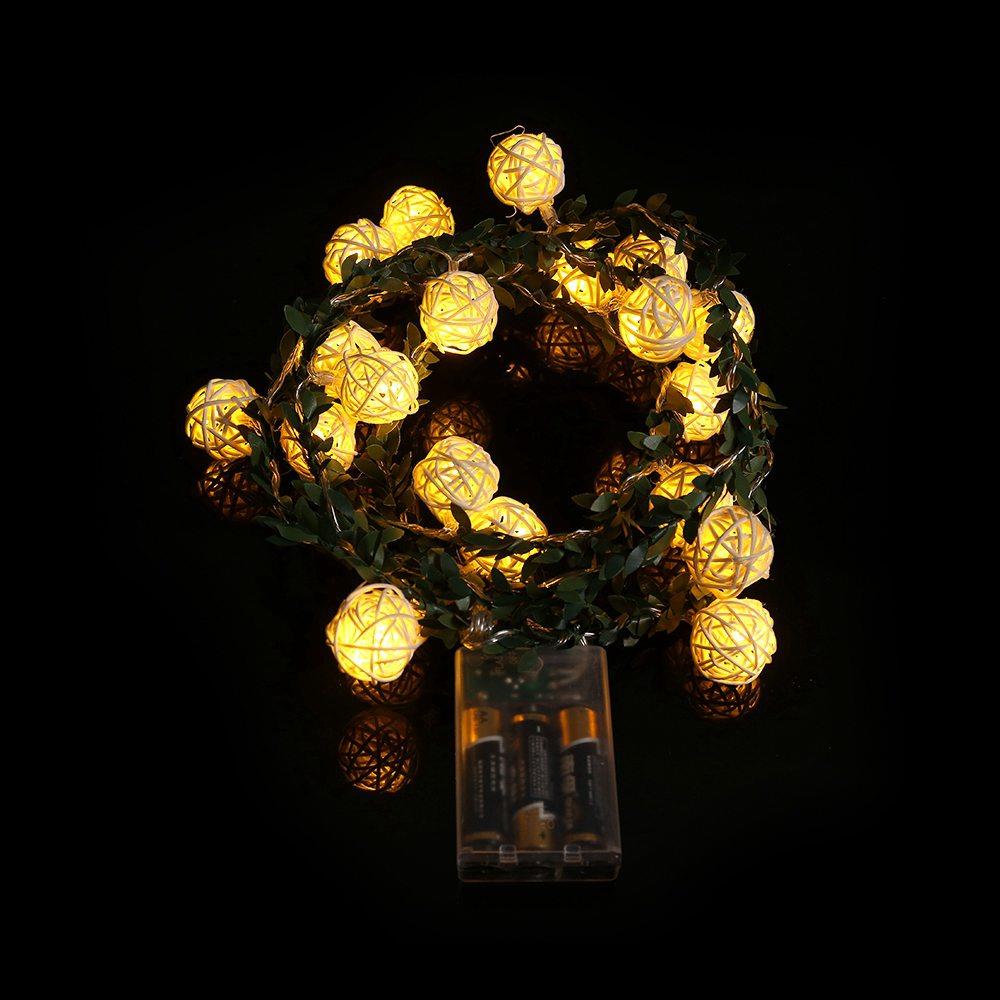 20PCS Rattan LED Bulbs String Floral Lights Warm White