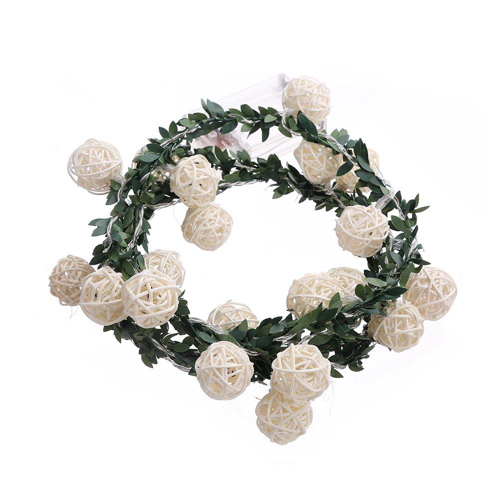 20PCS Rattan LED Bulbs String Floral Lights Warm White