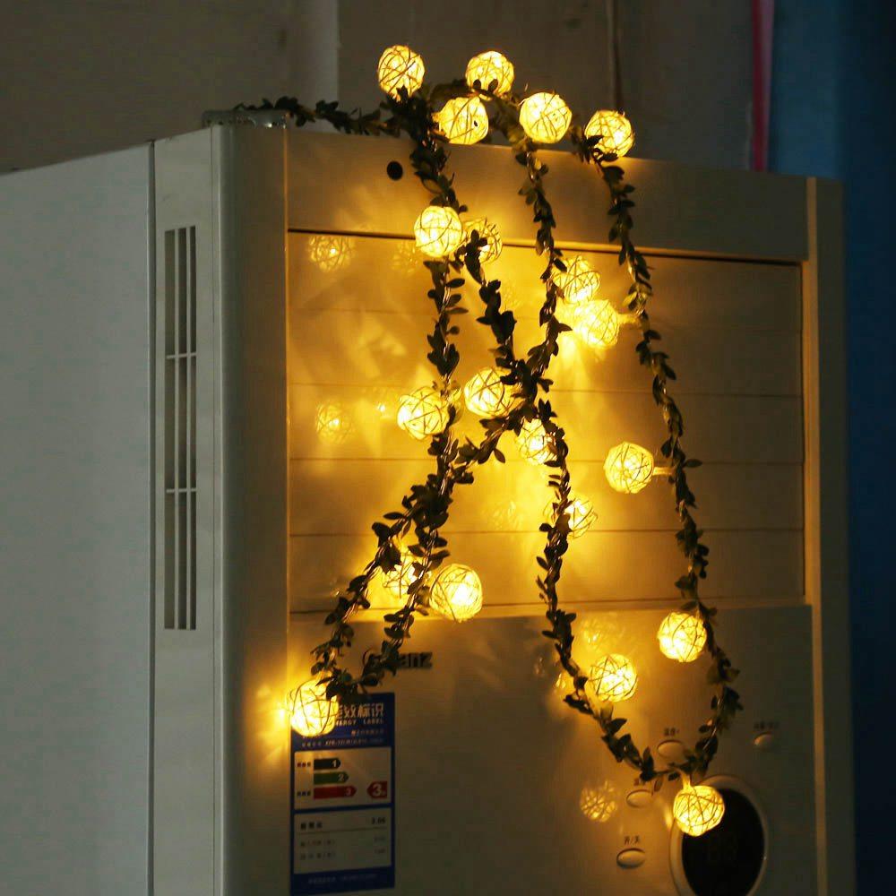20PCS Rattan LED Bulbs String Floral Lights Warm White