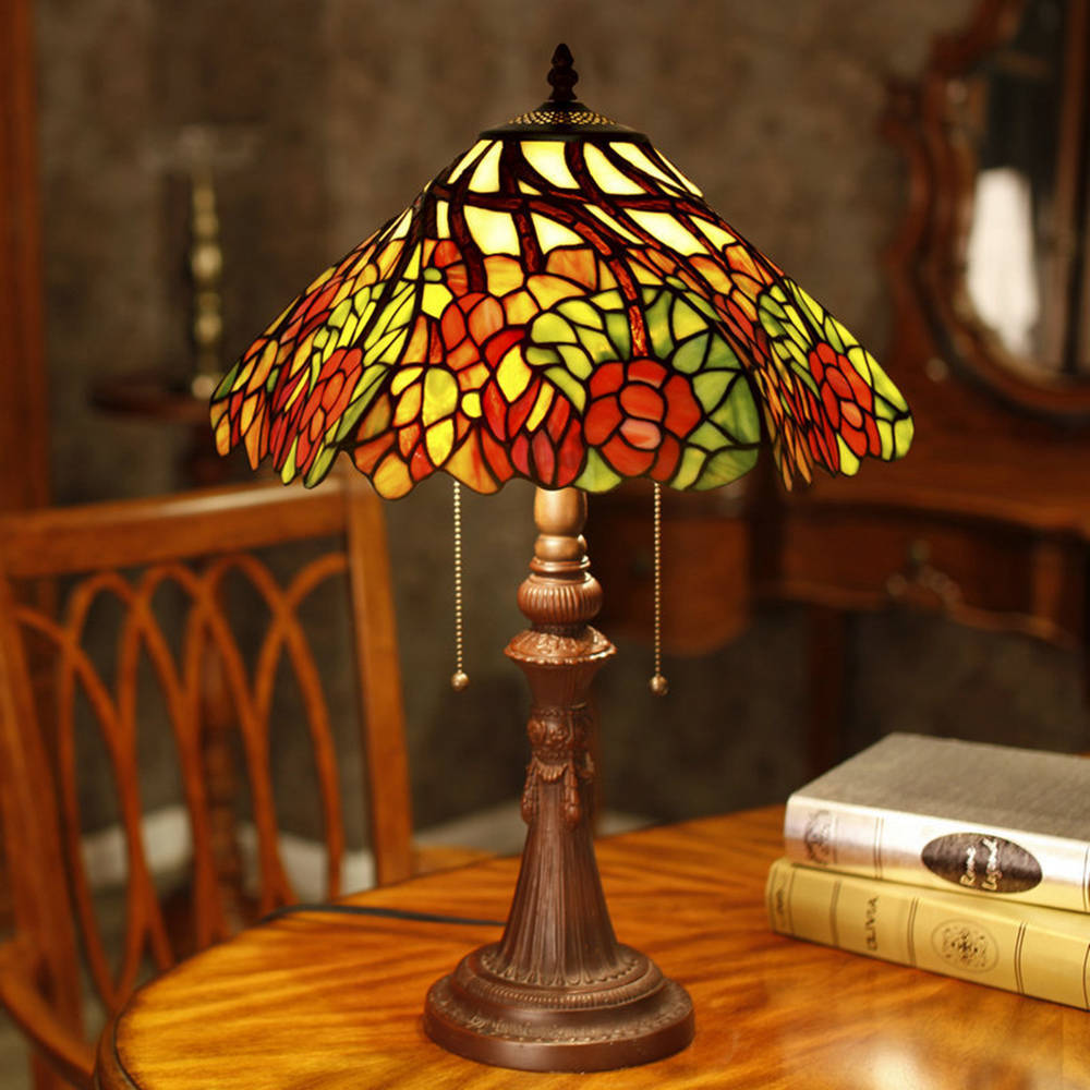 FUMAT Tiffany Style Lucky Floral Table Lamp