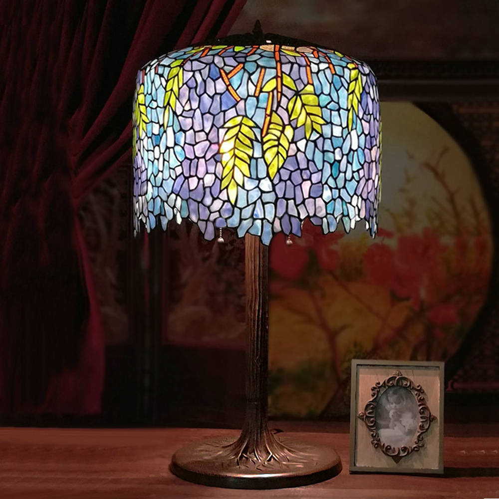 FUMAT 18 Inches Tiffany Style Wisteria Love Table Lamp