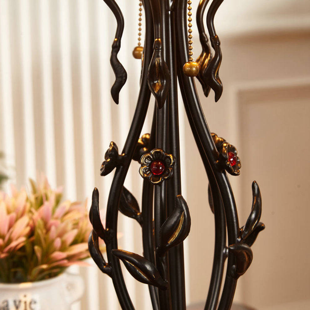 FUMAT 18 Inches Tiffany Style Wisteria Love with Leaf Table Lamp