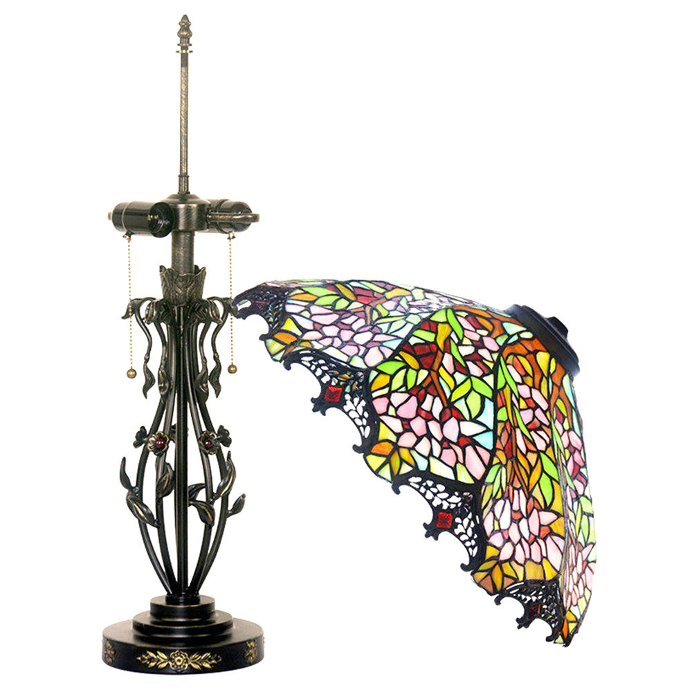 FUMAT 18 Inches Tiffany Style Wisteria Love with Leaf Table Lamp