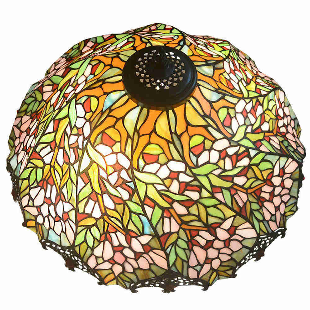 FUMAT 18 Inches Tiffany Style Wisteria Love with Leaf Table Lamp