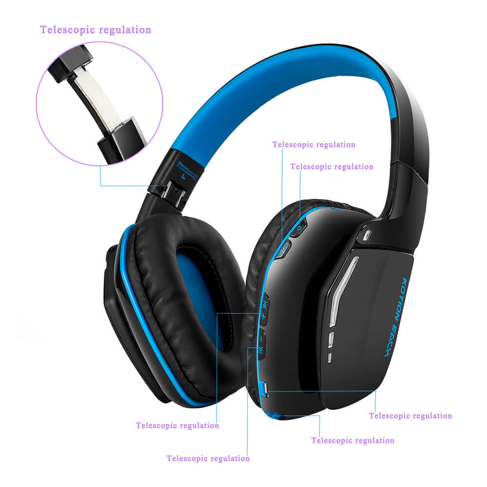 KOTION EACH B3506 Bluetooth Gaming Headsets Black+Blue
