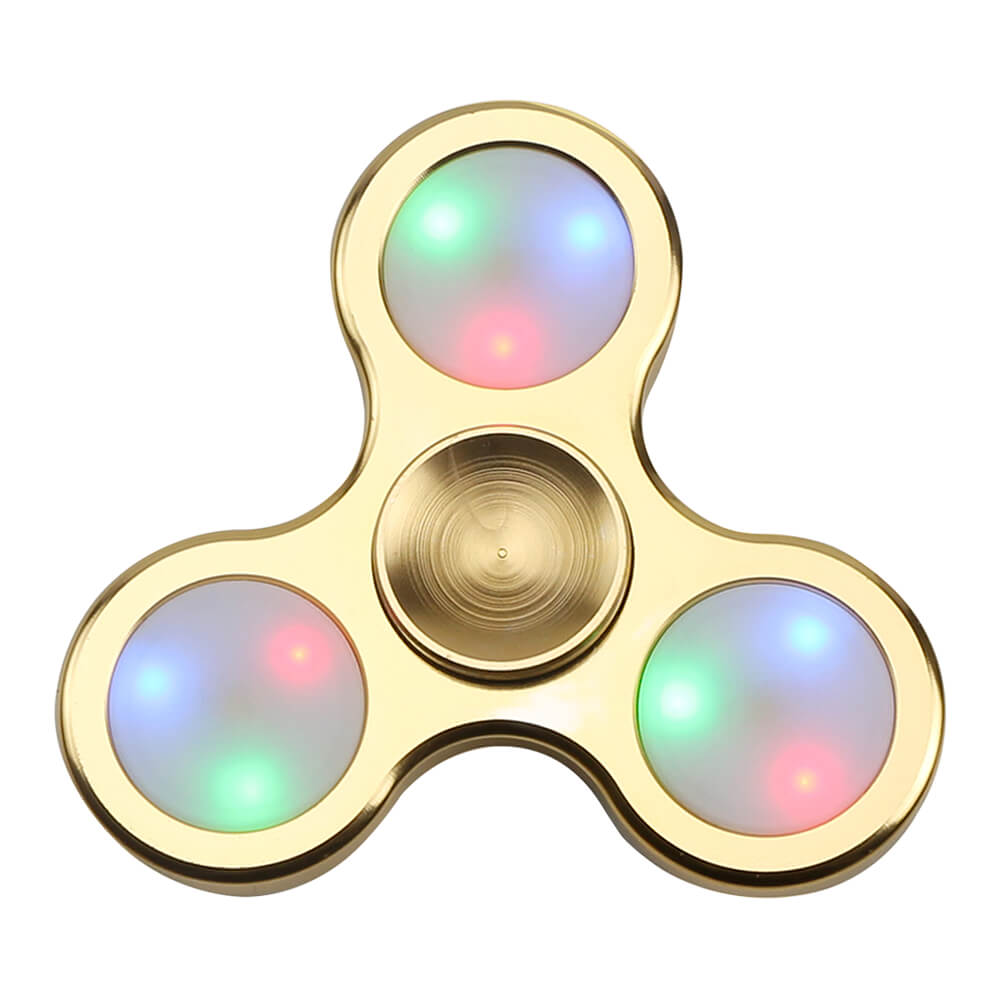 Fidget Hand Spinner 3 Modes Adjustable LED Lights Gold