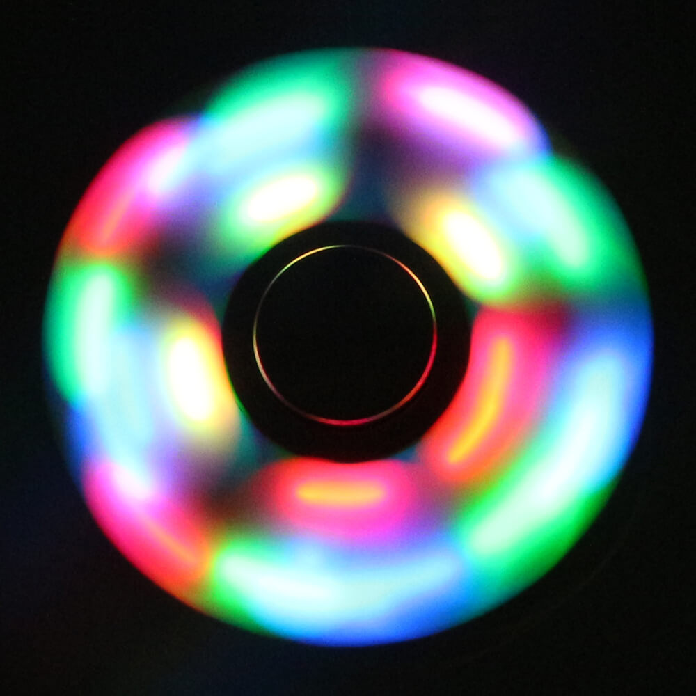 Fidget Hand Spinner 3 Modes Adjustable LED Lights Silver