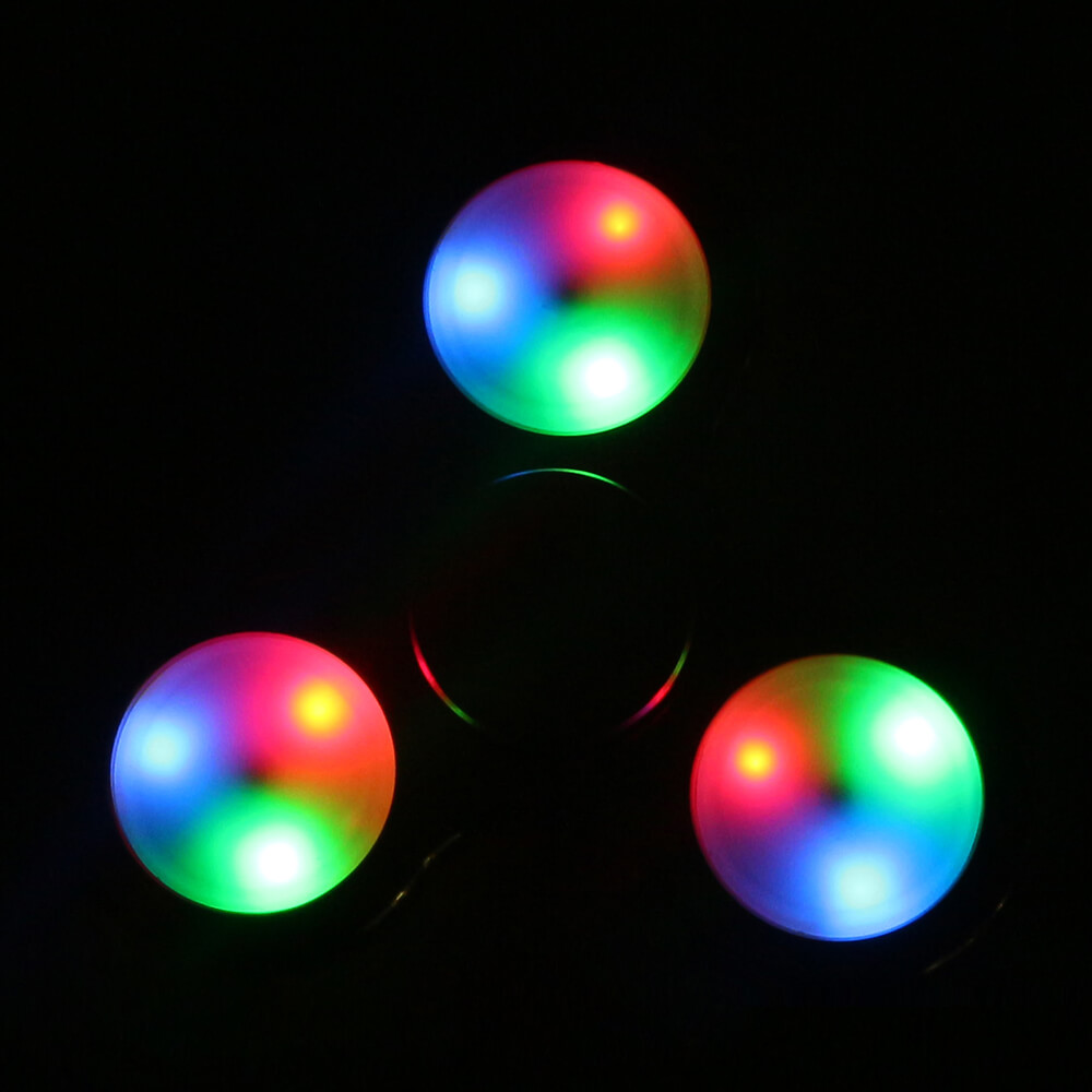 Fidget Hand Spinner 3 Modes Adjustable LED Lights Silver