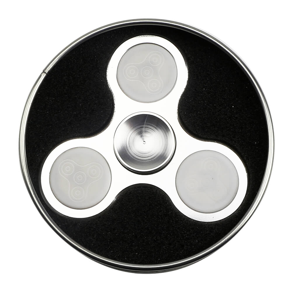 Fidget Hand Spinner 3 Modes Adjustable LED Lights Silver