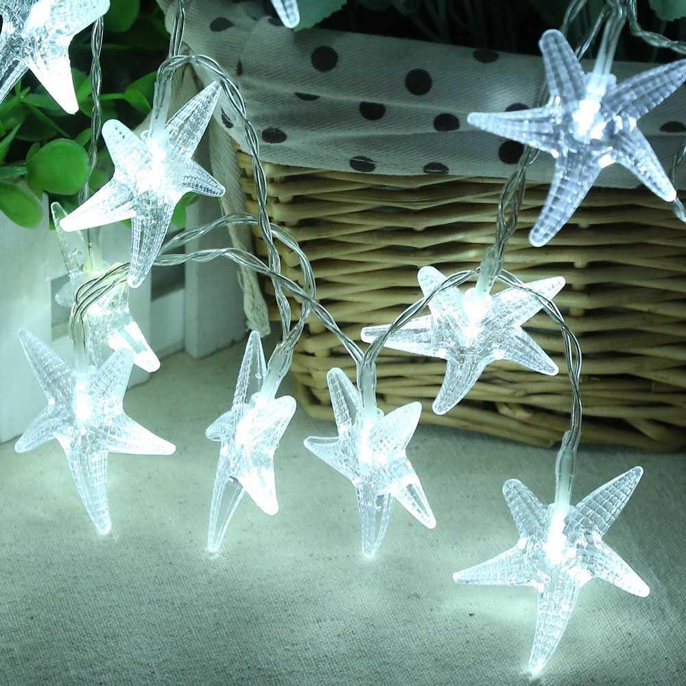 10PCS Starfish LED Battery LED String Lights White