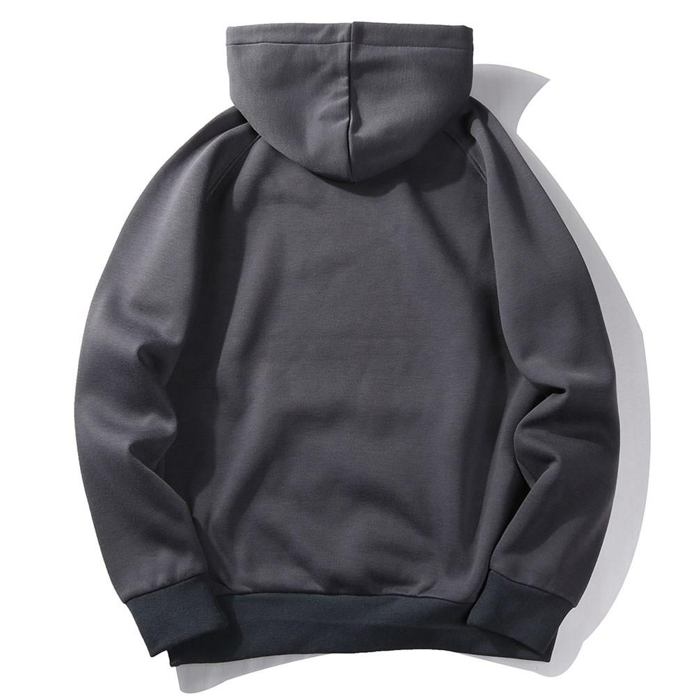 WY18 Men's Basic Casual Cotton Solid Color Hoodie Size M Dark Gray