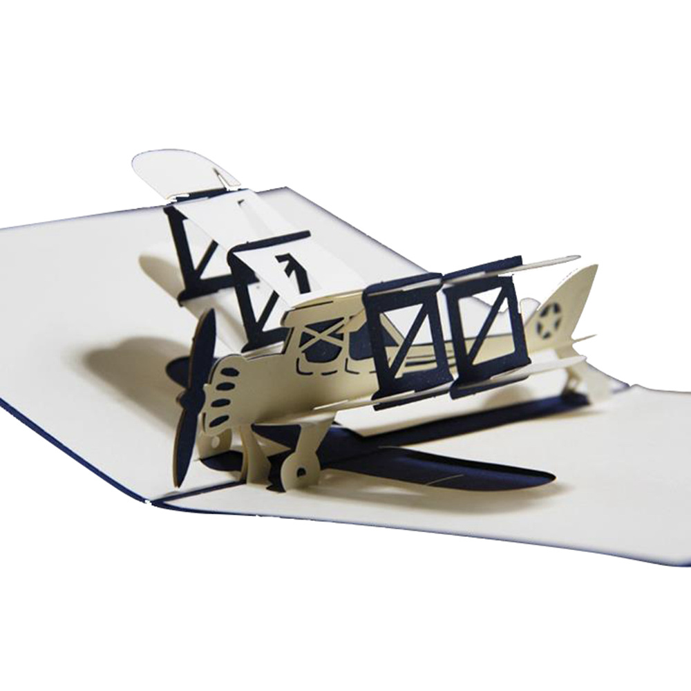 3D Pop-up Gift Card Blue Aircraft Pop Up Card