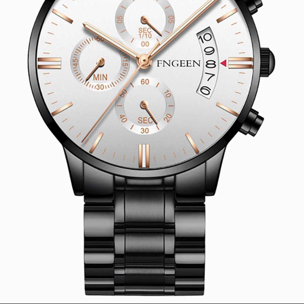 FNGEEN 5055 Men's Stainless Steel Watch White and Rose Gold