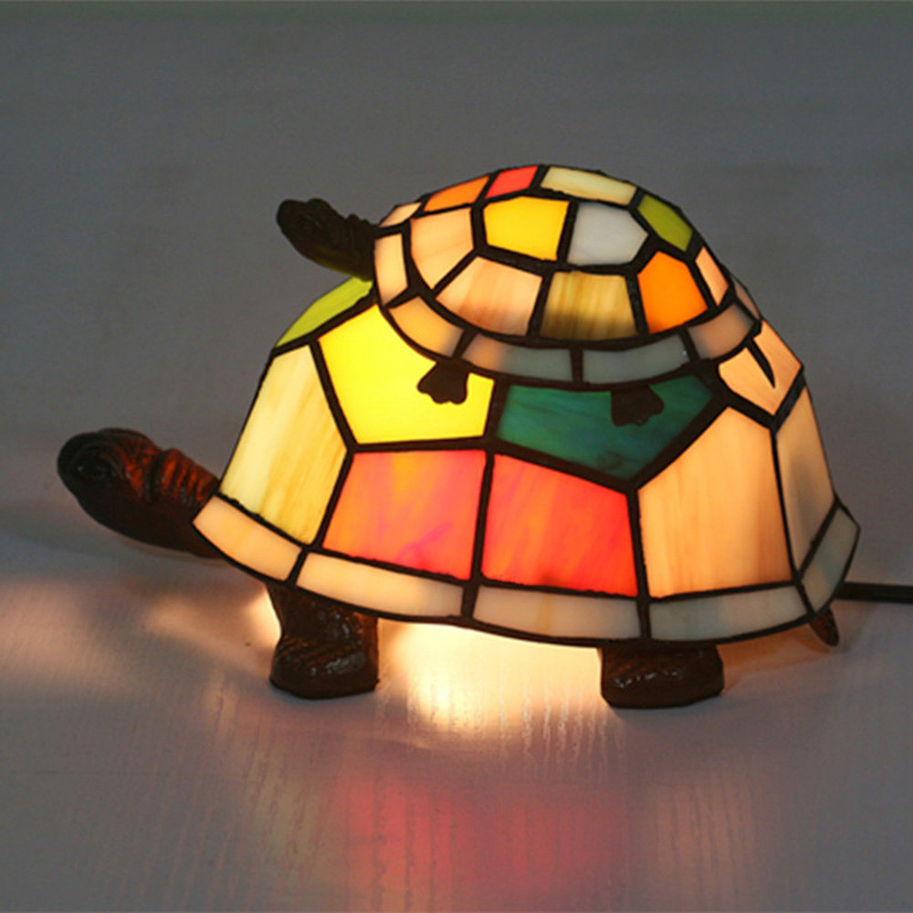 FUMAT Tiffany Style Colorful Dual Turtles Table Lamp
