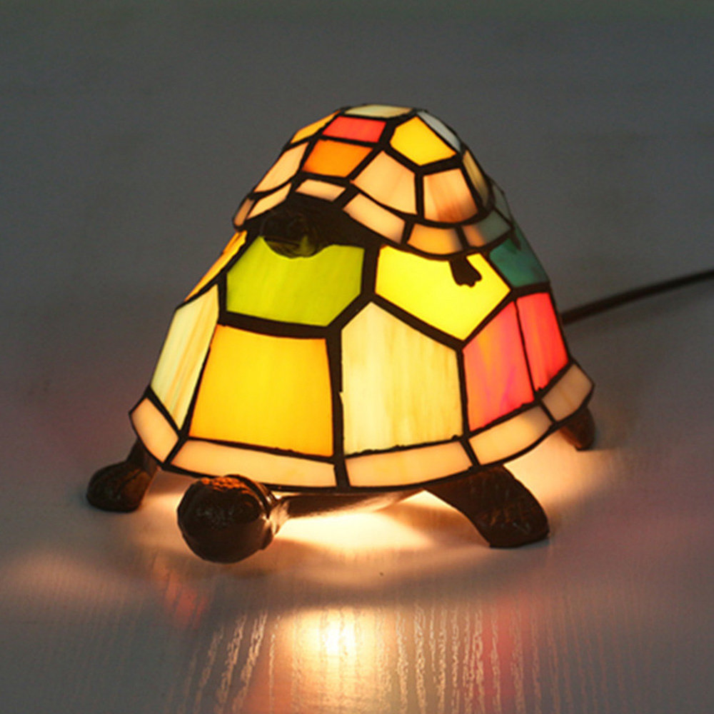 FUMAT Tiffany Style Colorful Dual Turtles Table Lamp