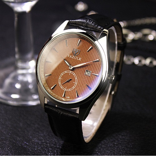 YAZOLE 306 Men Quartz Watch Brown Black