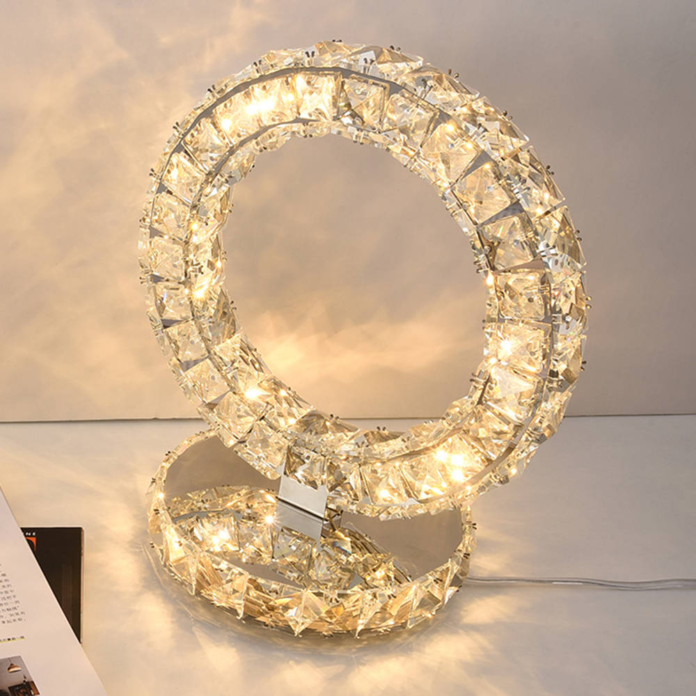 FUMAT Crystal Glass Round Glaucous Table Lamp Dia 26CM