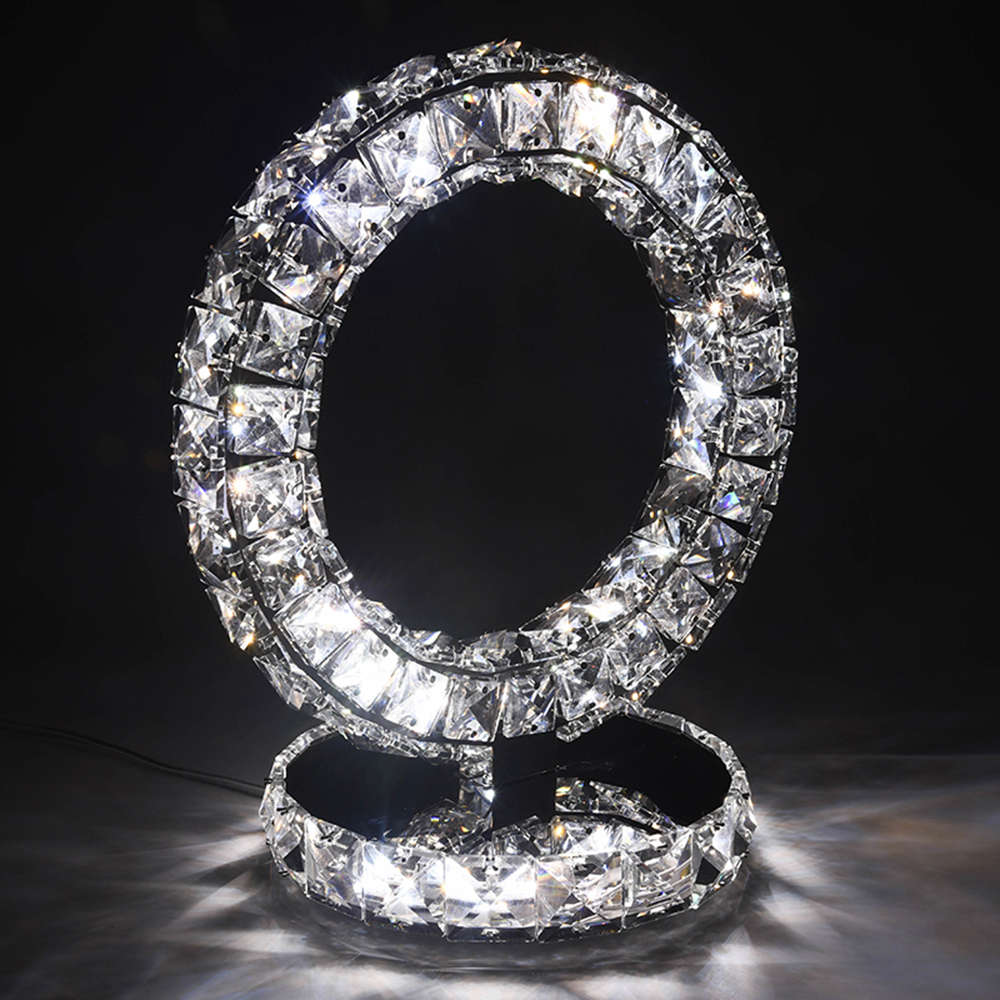 FUMAT Crystal Glass Round Glaucous Table Lamp Dia 26CM