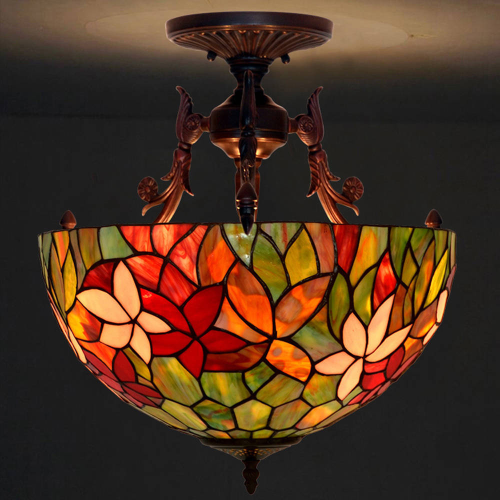 FUMAT Tiffany Style Lotus Ceiling Light