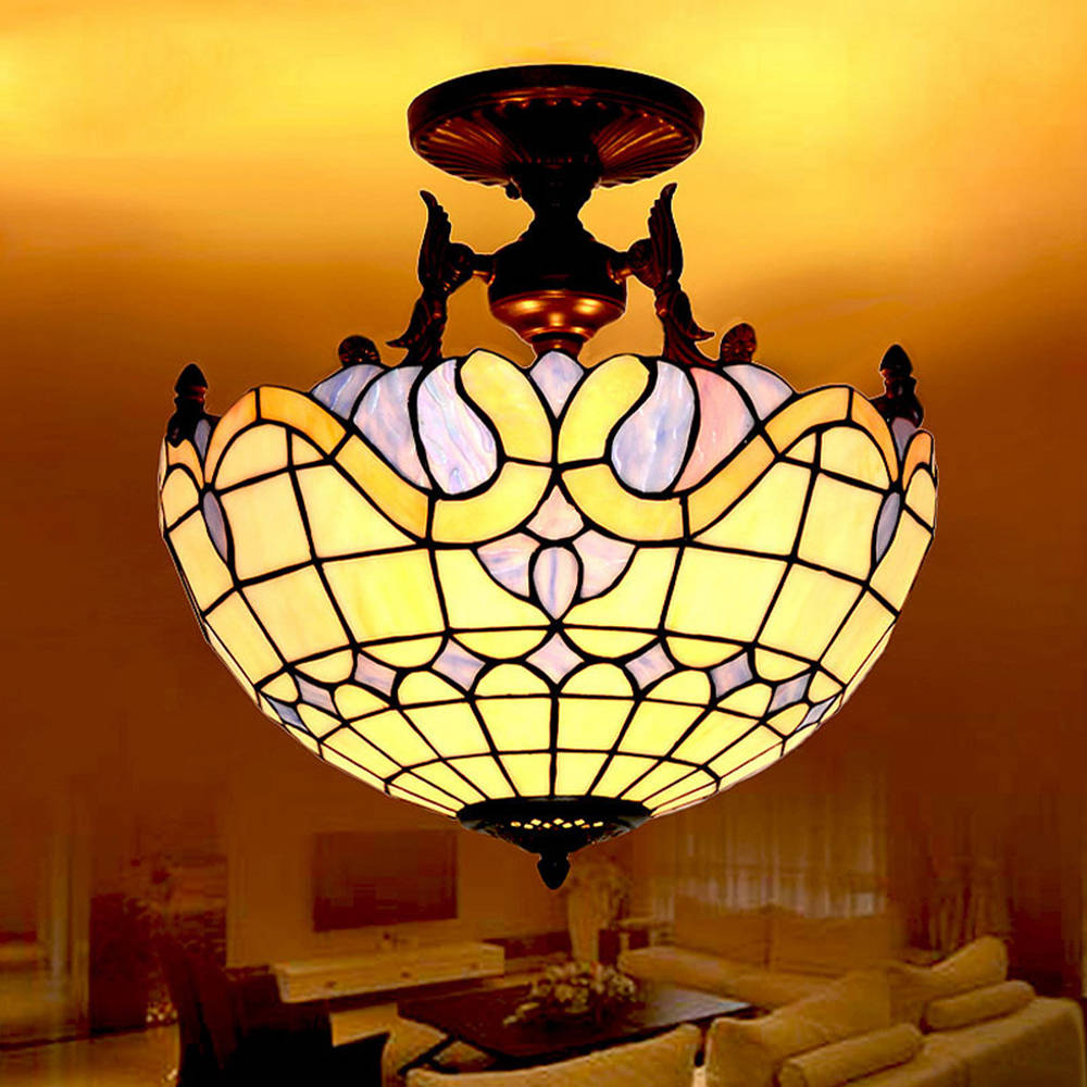 FUMAT Tiffany Style Mediterranean Love Ceiling Light