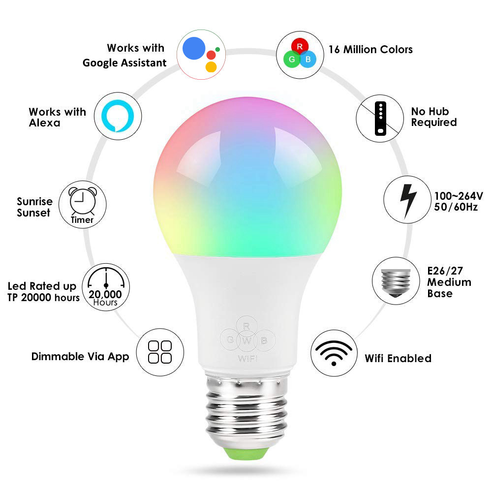 Geekbes E27 Smart WiFi LED Bulb White