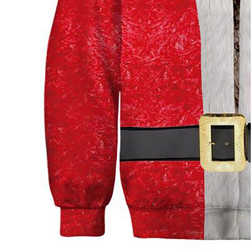 Men's Christmas 3D Printed Cartoon Belt Pattern Pullover Size M Red