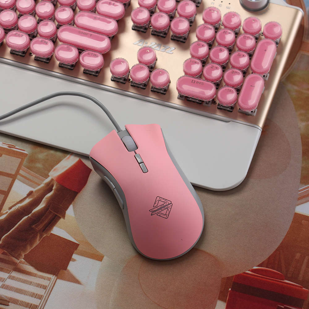 Ajazz AJ118 Wired Gaming Mouse 7 Keys 2400DPI Pink