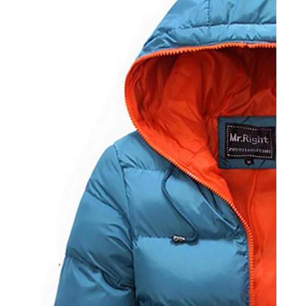 Agai-mccf Men Candy Color Hooded Down Jacket Size 2XL Blue Orange