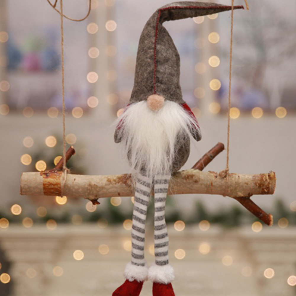 Christmas Decoration Cute Sitting Long-legged Elf Gray