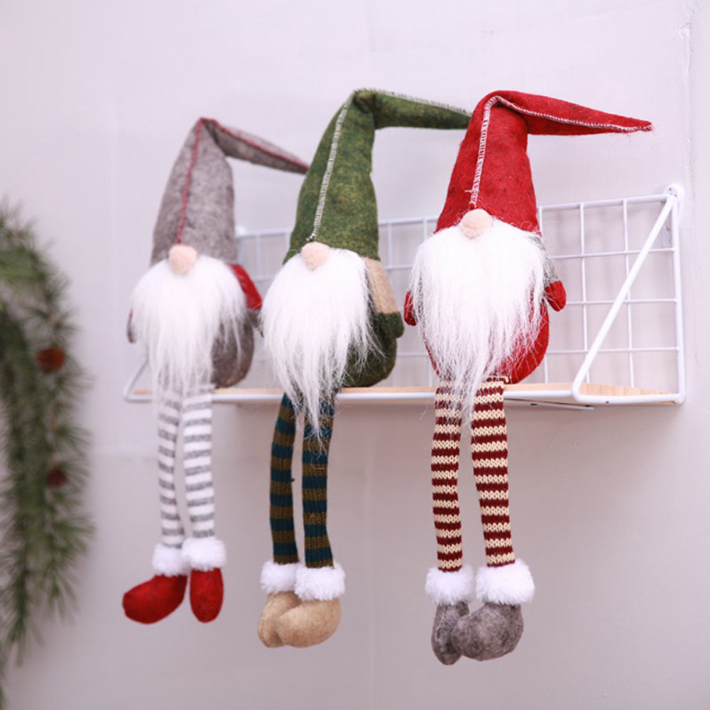 Christmas Decoration Cute Sitting Long-legged Elf Gray