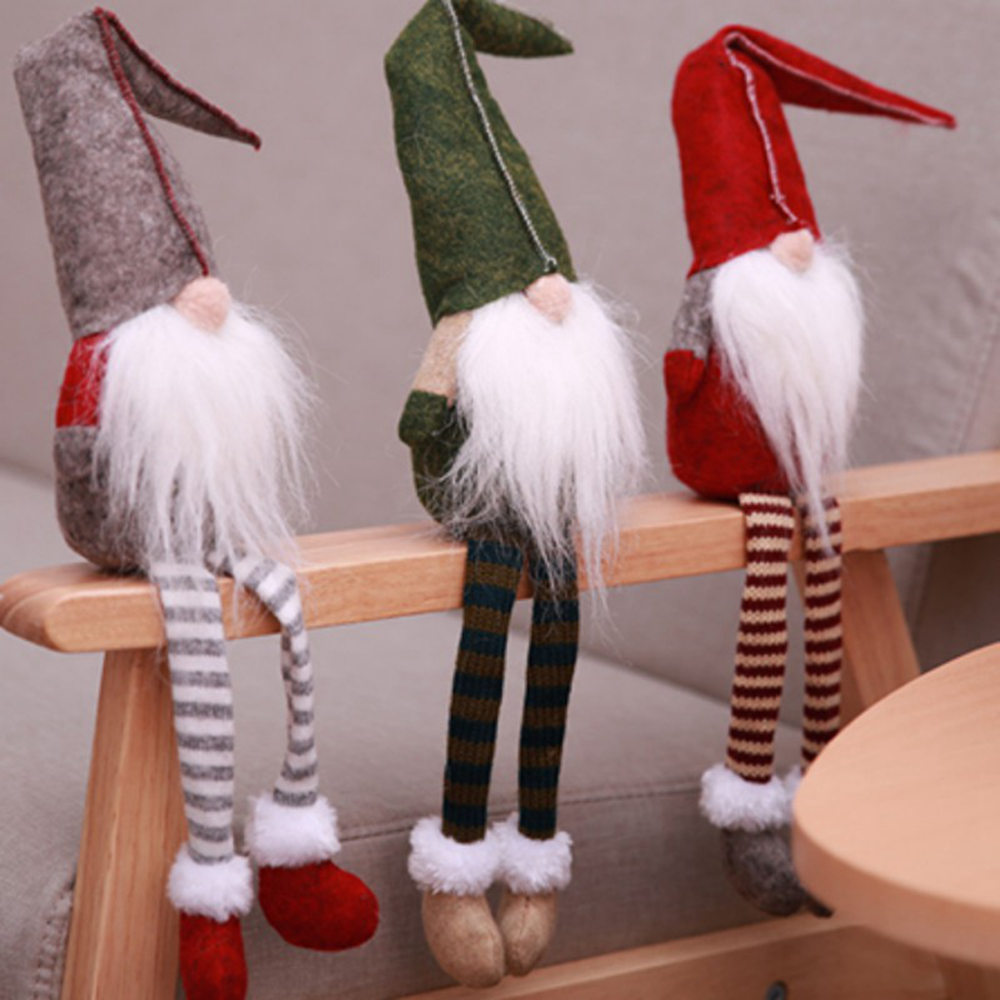 Christmas Decoration Cute Sitting Long-legged Elf Gray