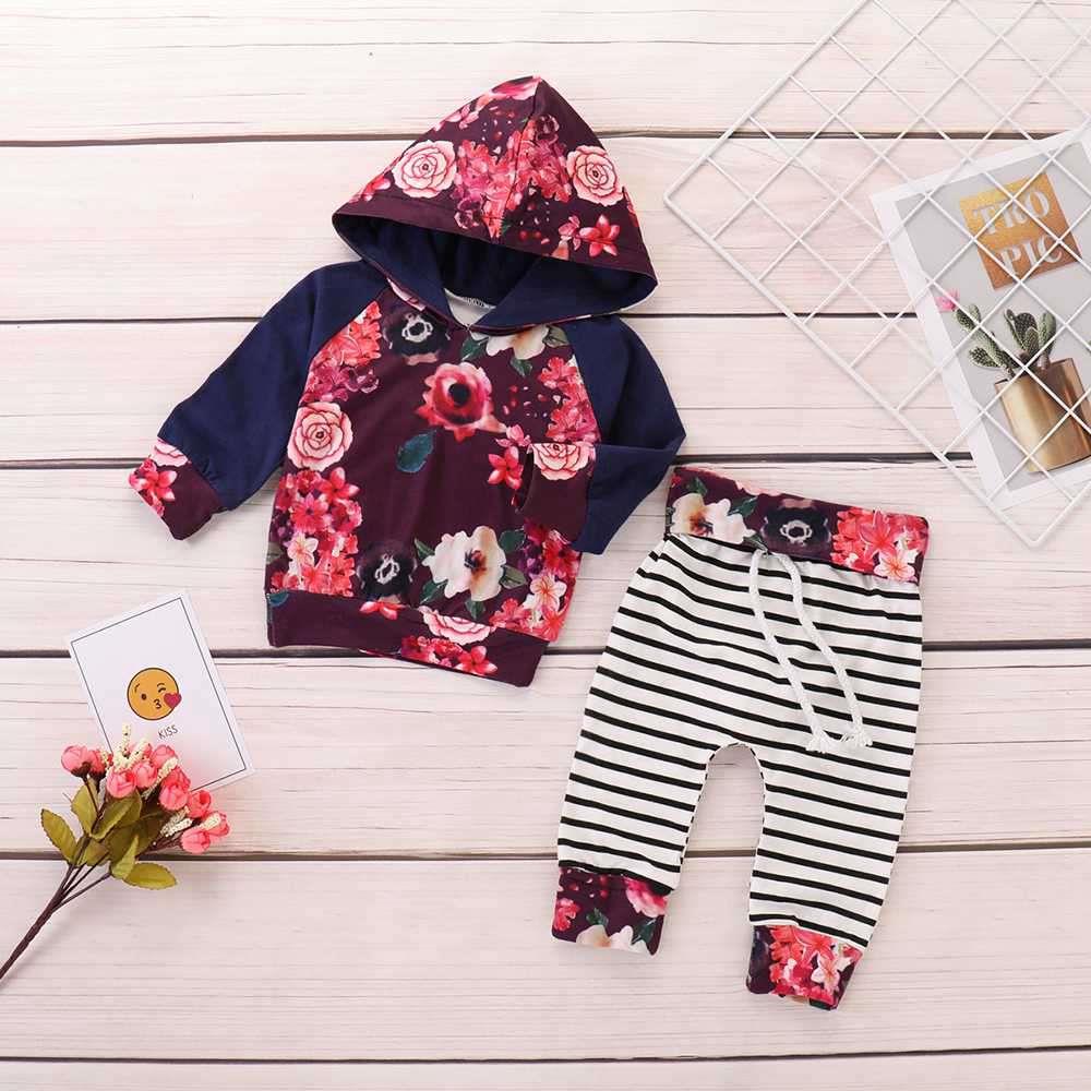 HZ50060 Girls Rose Pattern Two-piece Set Size 90 Multicolor