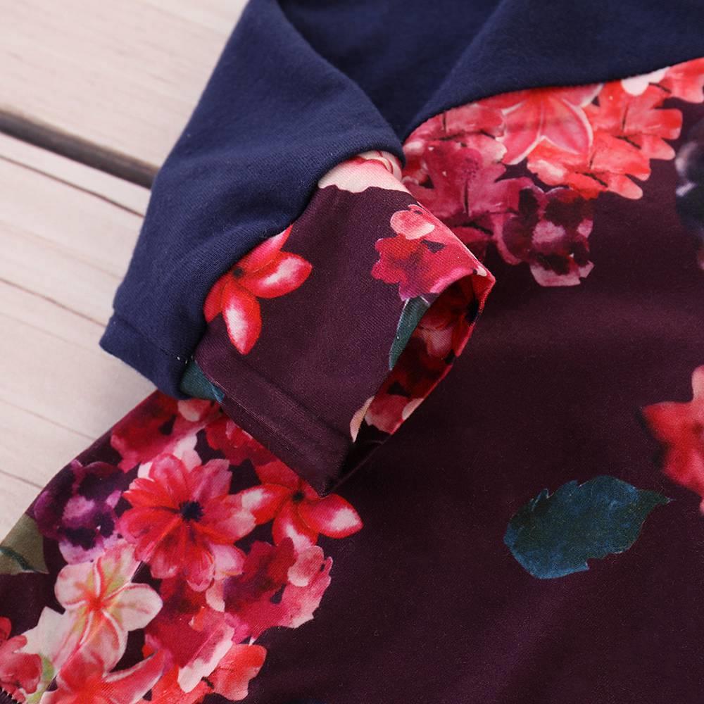 HZ50060 Girls Rose Pattern Two-piece Set Size 90 Multicolor