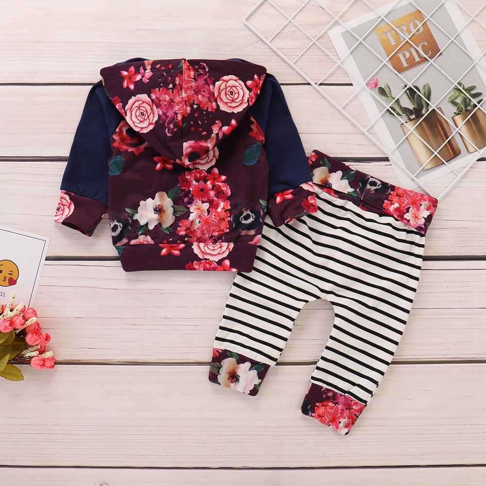 HZ50060 Girls Rose Pattern Two-piece Set Size 90 Multicolor