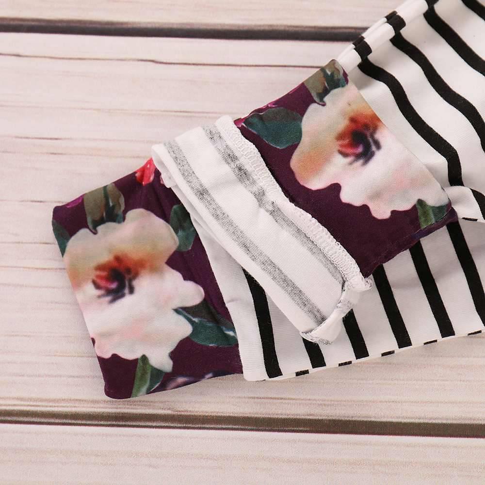 HZ50060 Girls Rose Pattern Two-piece Set Size 90 Multicolor