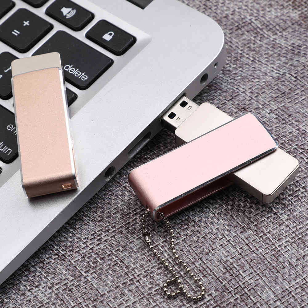 CW10411 128GB USB Flash Drive Metal Block Rotation Pink