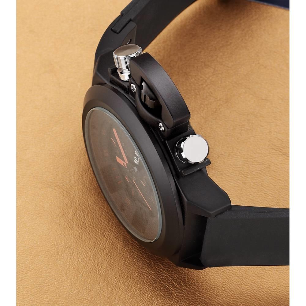 MEGIR 2002 Men Quartz Watch Analog Display Silicone Band Black