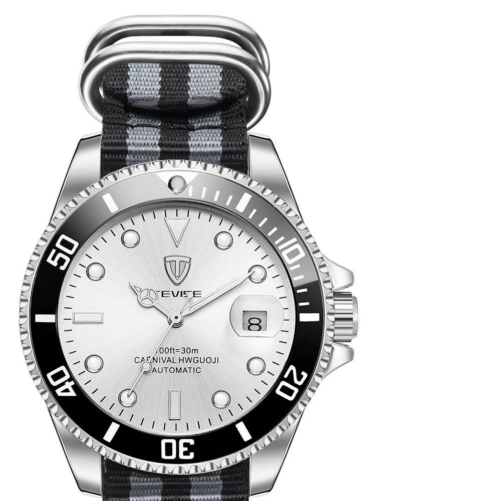 TEVISE T801A Men Mechanical Watch White Silver