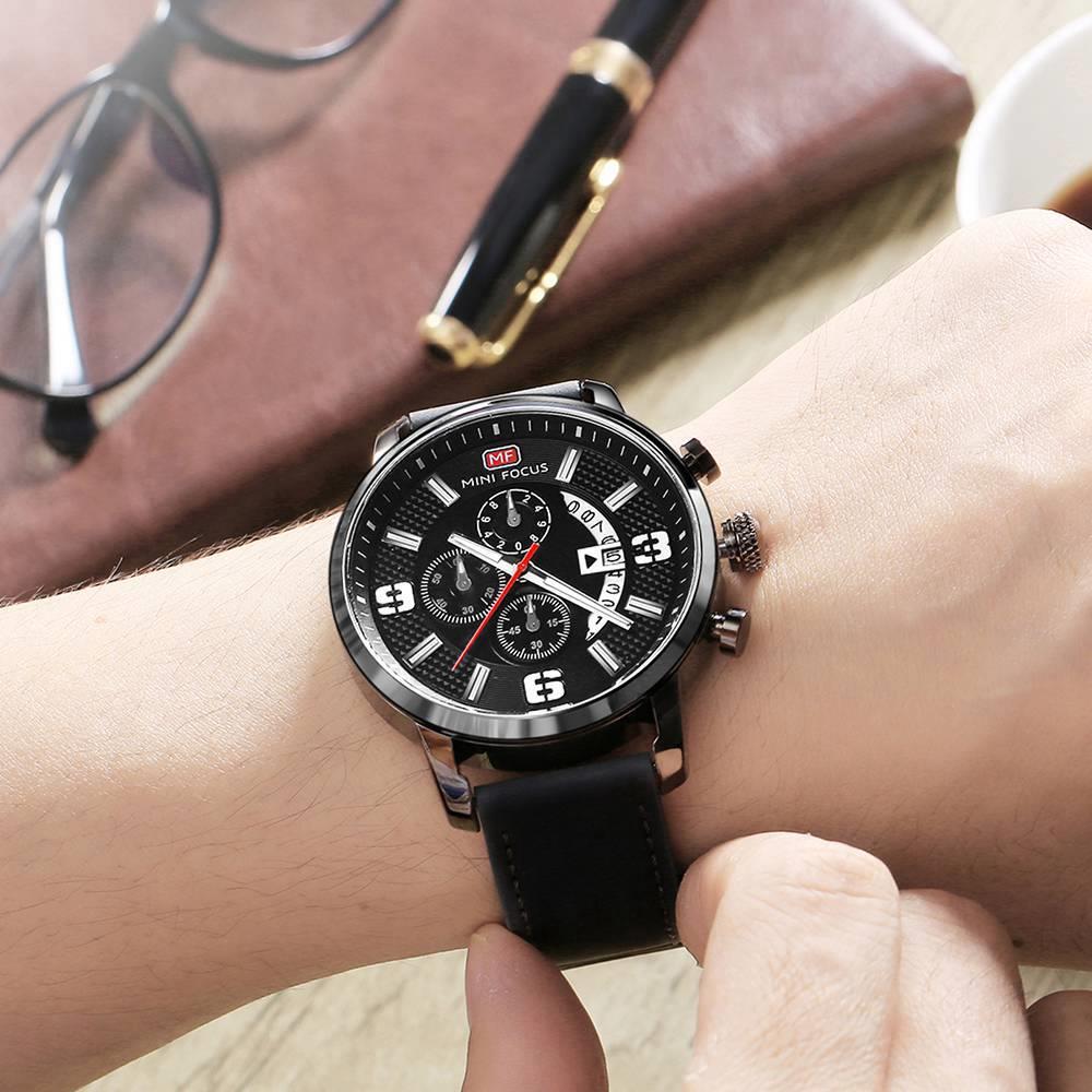 MINI FOCUS MF0025G Men Quartz Watch Black Gray