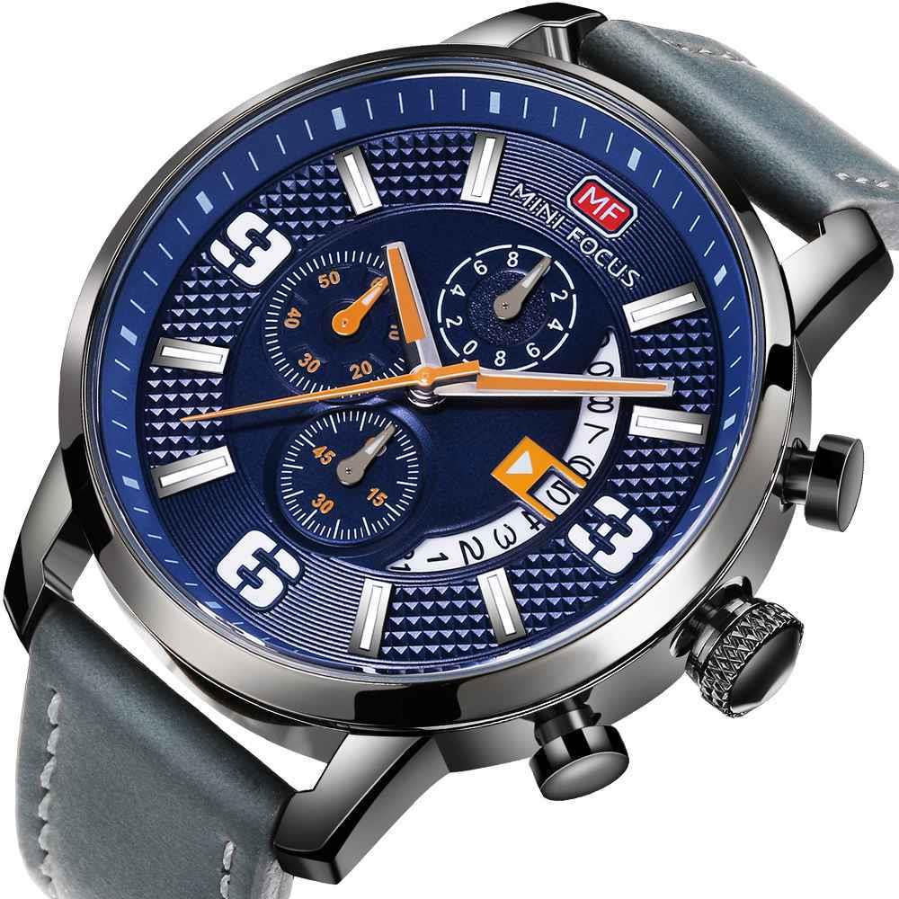 MINI FOCUS MF0025G Men Quartz Watch Blue Gray